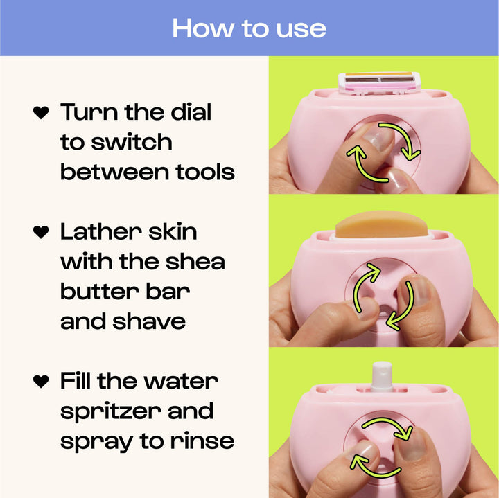 All-In-One Portable Razor + Moisturizing Bar + Spray Bottle | Alleyoop